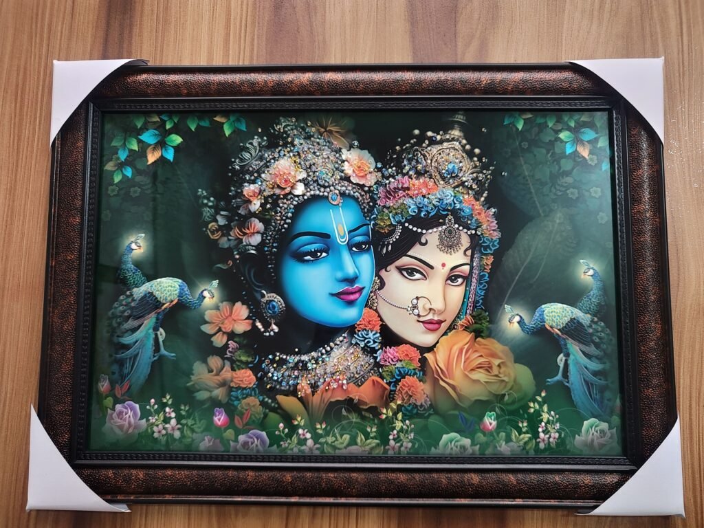 Radha Krishna Crystal work Wall Frame – Shop Vrindavan